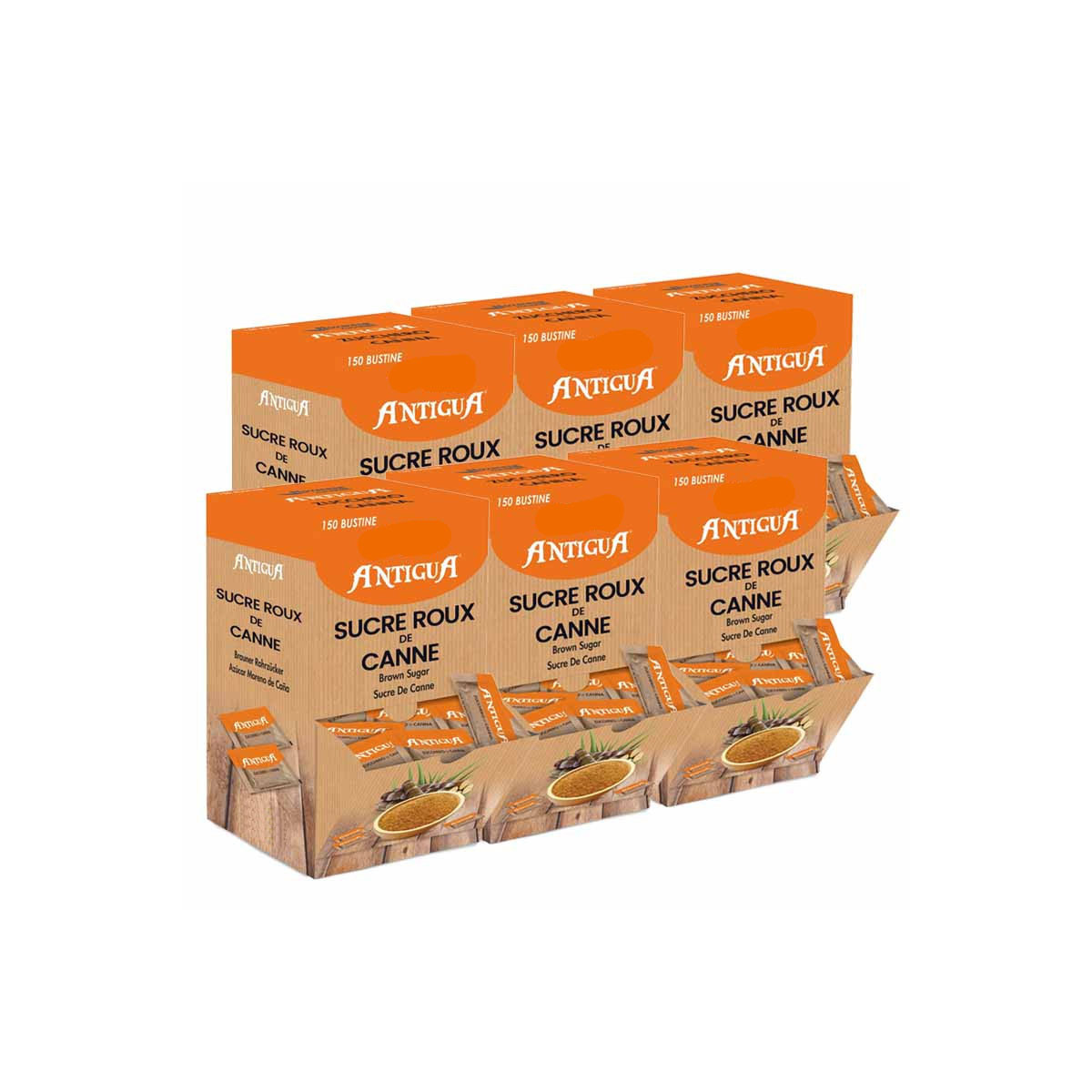 Sucre Roux Pure Canne - 6 Boîtes Distributrices - 900 bûchettes