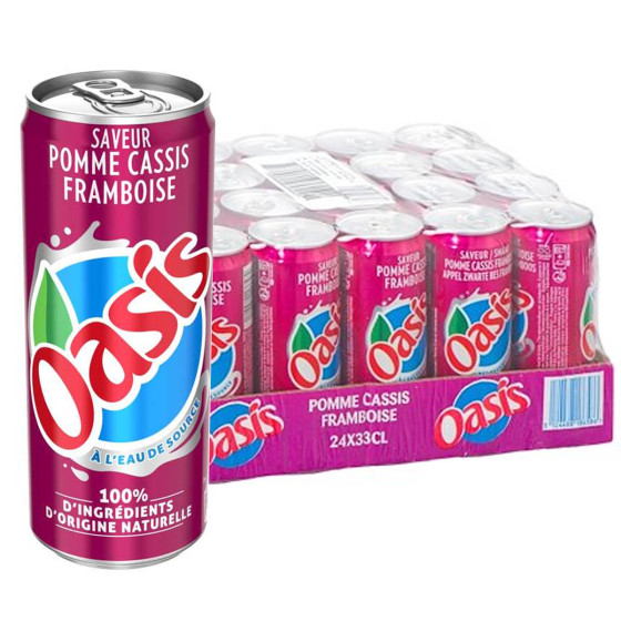 Jus de fruits Oasis Pomme Cassis Framboise Canette Slim 33cl x24