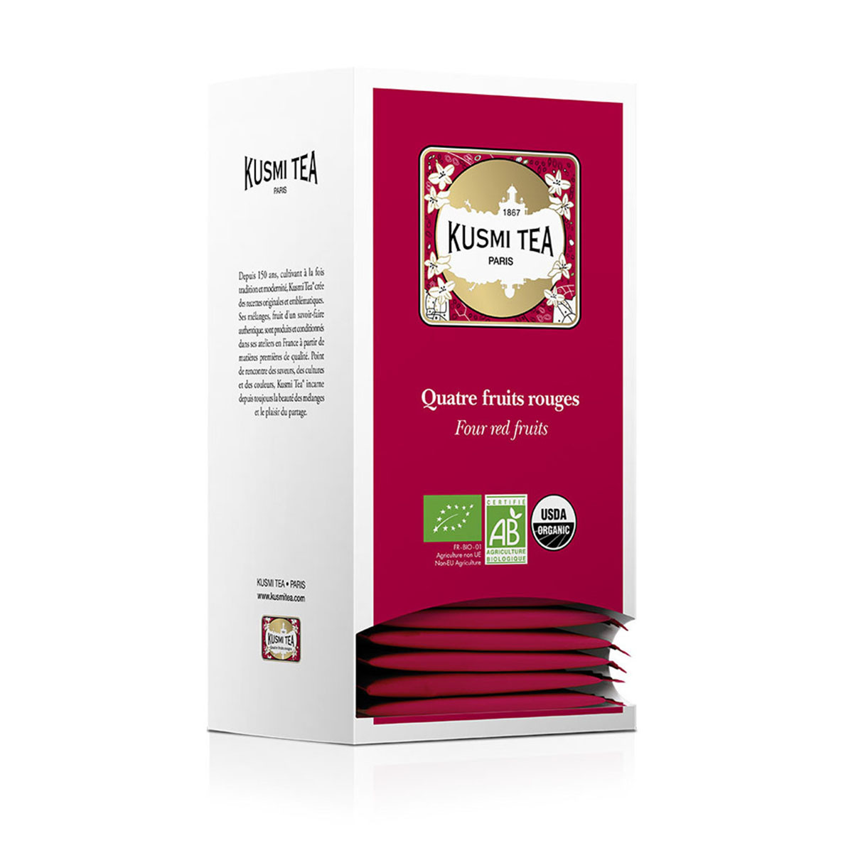 Thé Noir 4 Fruits Rouges Bio Kusmi Tea - 25 sachets enveloppés